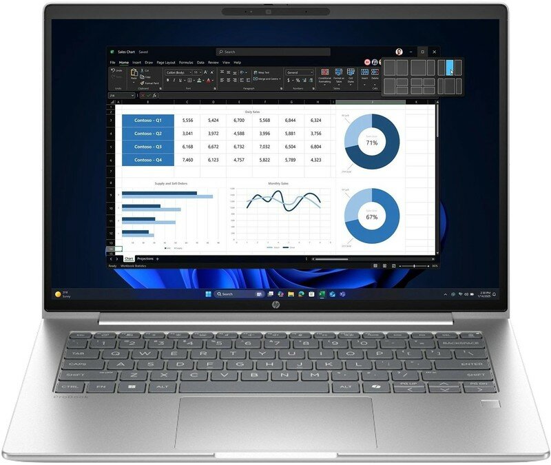 Ноутбук HP ProBook 4 G1i 14", IPS, Intel Core i5 1334U 1.3ГГц, 10-ядерный, 16ГБ DDR5, 512ГБ SSD, Intel Iris Xe graphics, Windows 11 Pro, серебристый (c2bp2at)