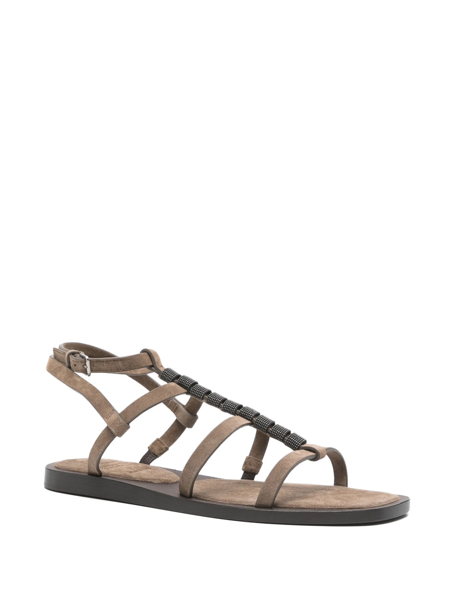 Босоножки BRUNELLO CUCINELLI Beaded strappy sandals, размер 39,5, коричневый — фото 1