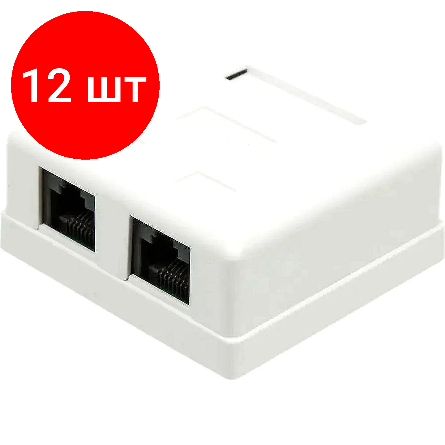 Комплект 12 штук, Розетка настенная TWT TWT-SM2-4545-WH 2 порта RJ-45 кат. 5е, UTP, белая