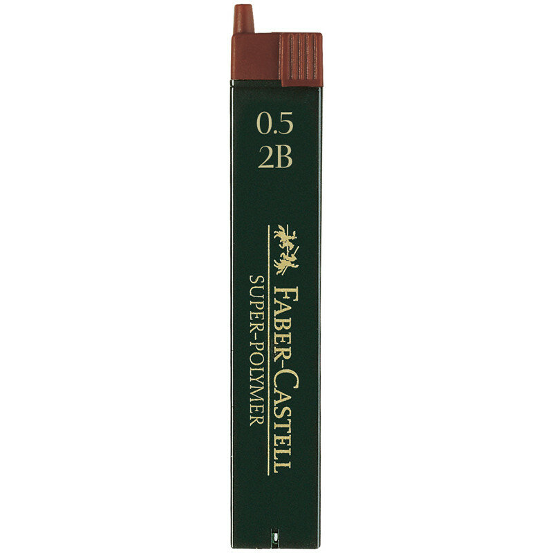 Грифели для механических карандашей Faber-Castell "Super-Polymer", 12шт, 0,5мм, 2B, 286011