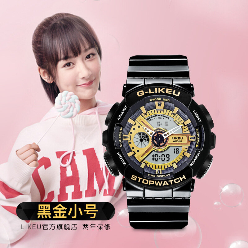 Часы в стиле TikTok для женщин, спортивные водонепроницаемые светящиеся электронные часы для учащихся средних и старших классов, элегантные часы для девочек