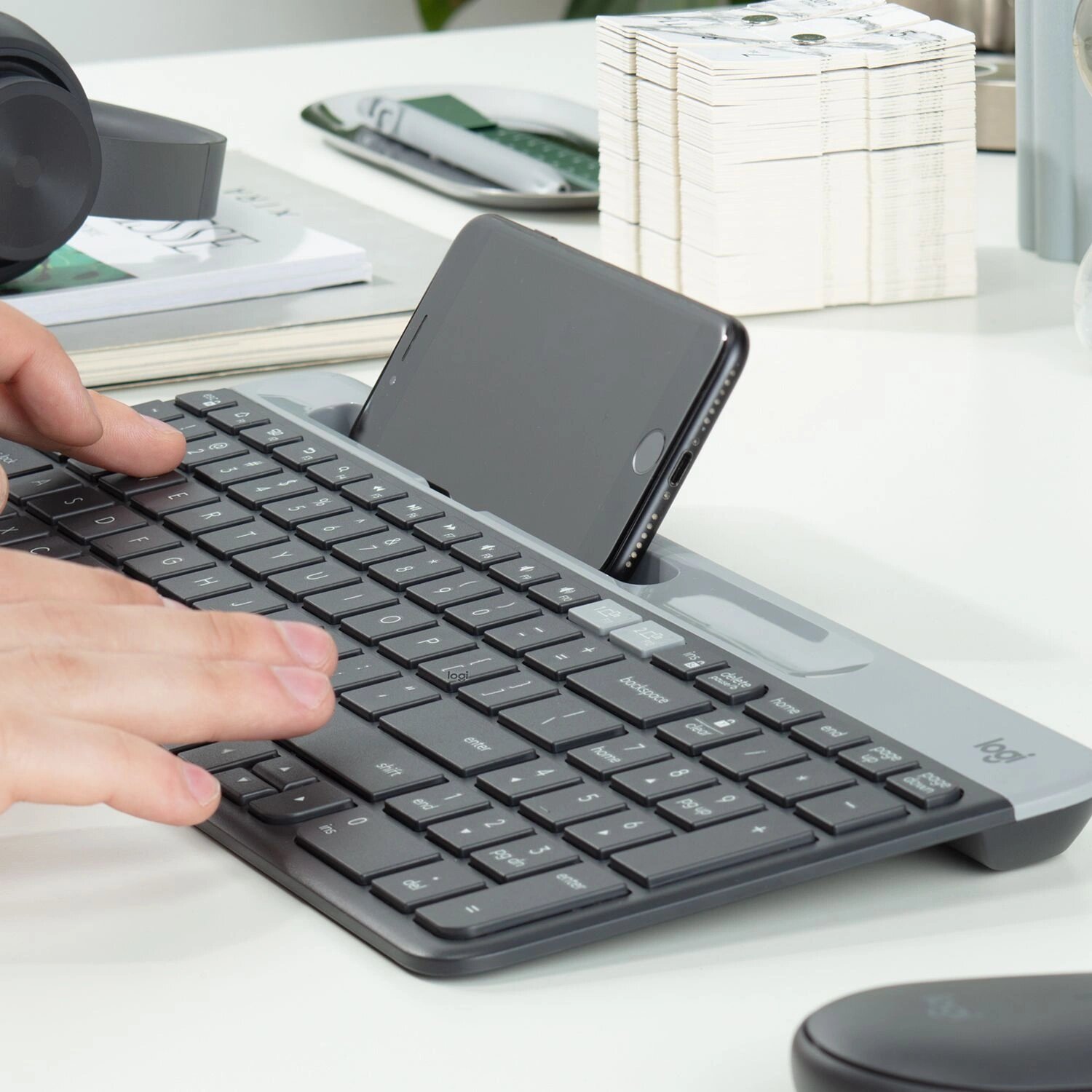 Клавиатура LOGITECH беспроводная K580 черный/серебристый USB