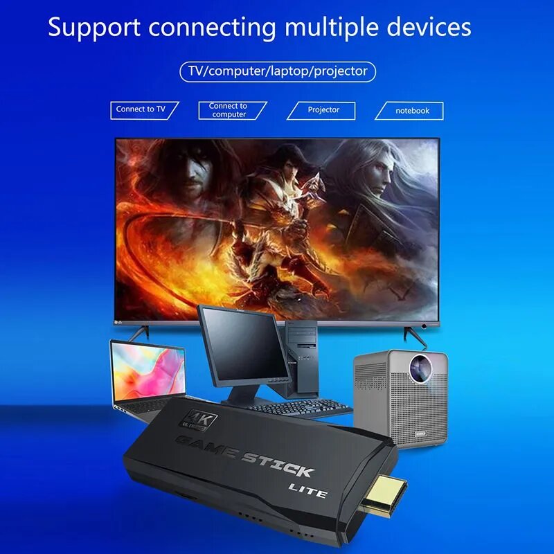 Игровая приставка M8 4K, 2 беспроводных геймпада, HDMI, поддержка TF-карты — фото 1