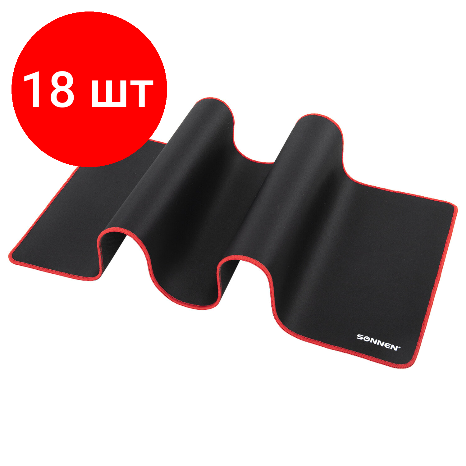 Комплект 18 шт, Коврик компьютерный для мыши и клавиатуры большой BLACK TITAN XL 800x300x3мм, черный, SONNEN, 513615