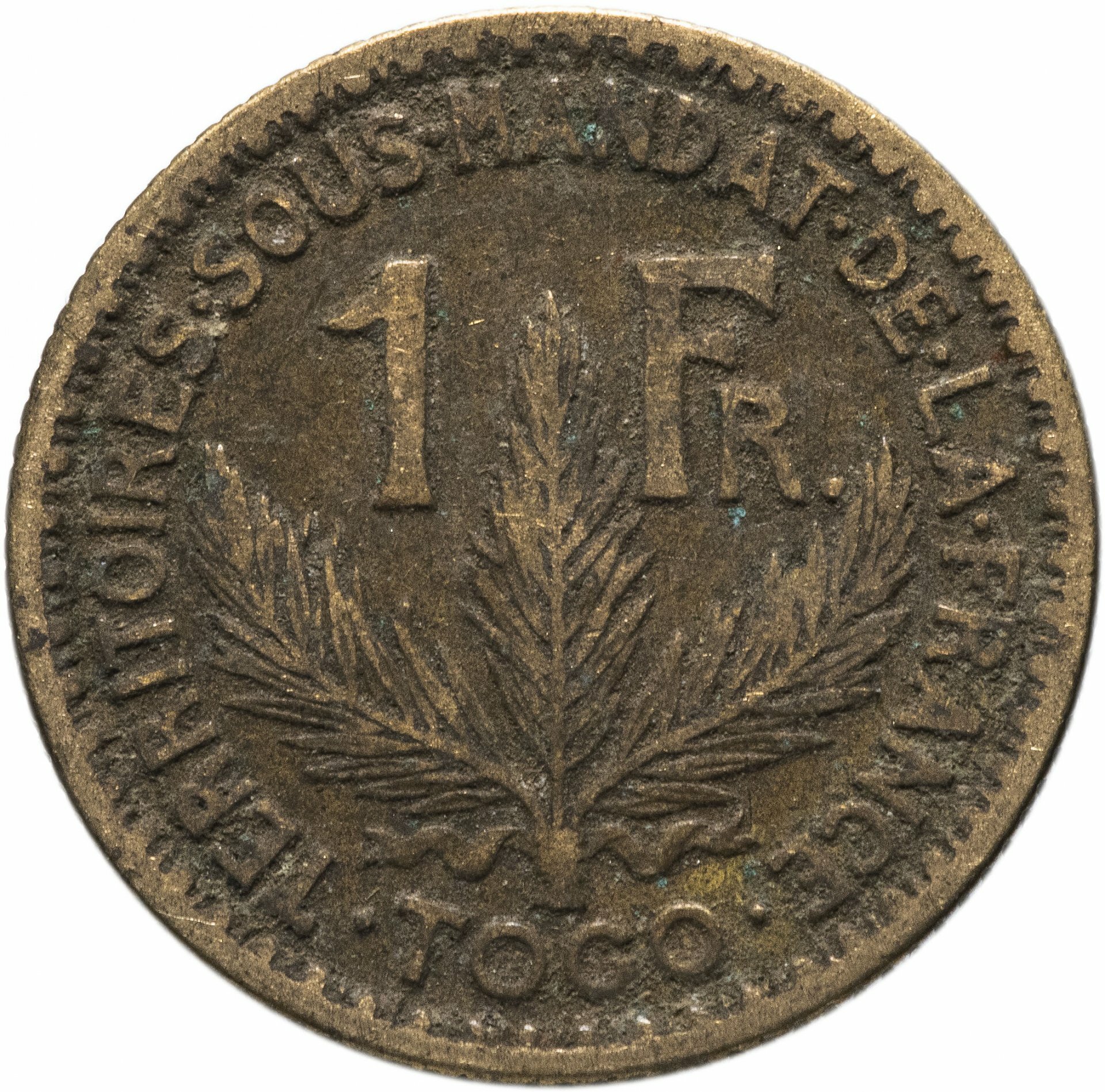 Того 1 франк 1924, Бронза, в сохранности F-XF