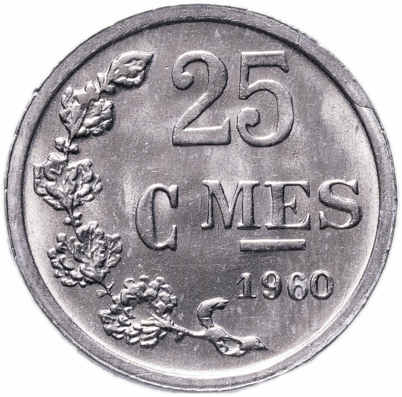 Люксембург 25 сантимов centimes 1960, Алюминий, в сохранности AU-UNC