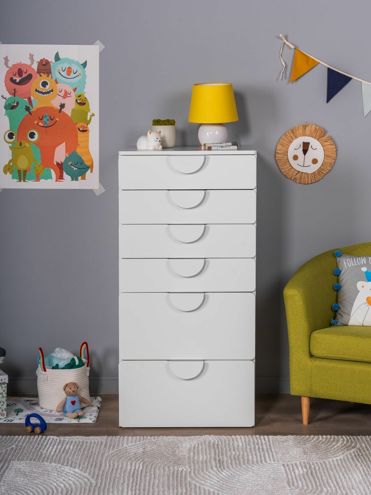 Комод Пикси, 6 ящиков 60x57x120, робкий подснежник, ГУД лакк