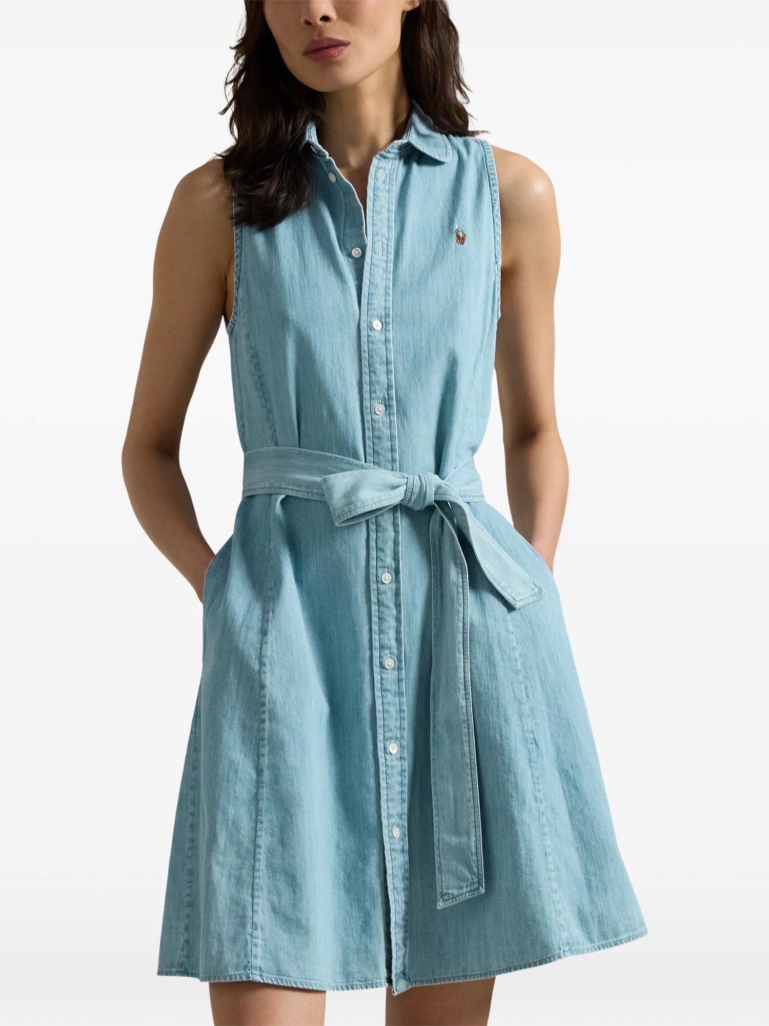 Платье Polo Ralph Lauren Collared belted mini dress, размер 14, blue — фото 1