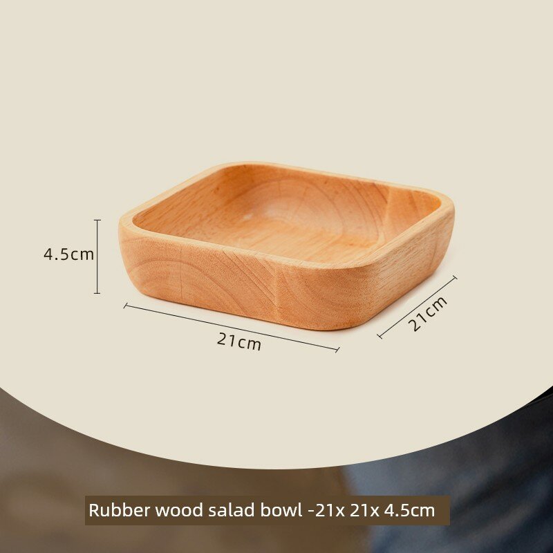Деревянная салатница из резины 21x21x4.5 см для свежих овощей и фруктов