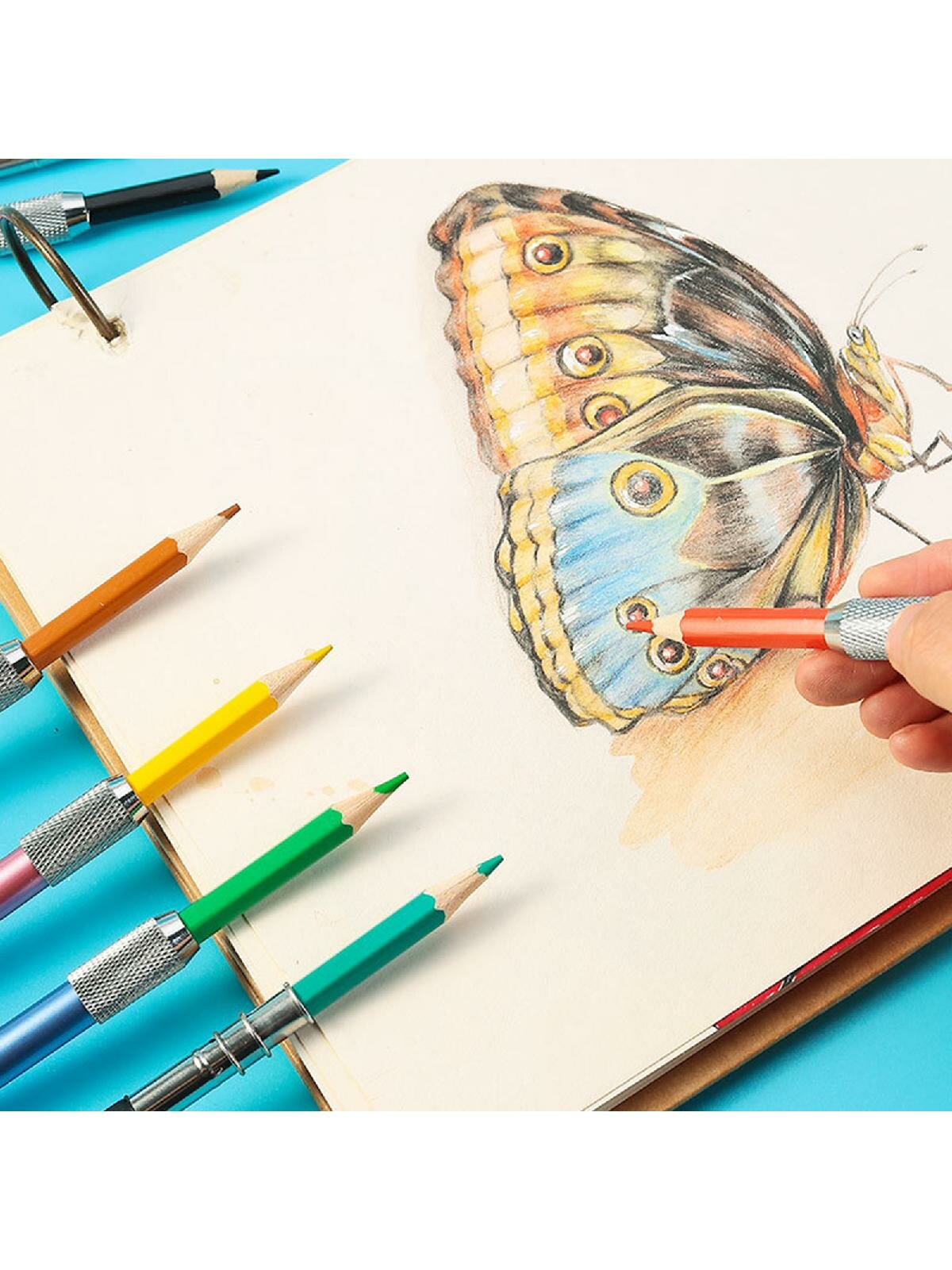 1 комплект из 6 металлических цветных стержней-удлинителей для карандашей