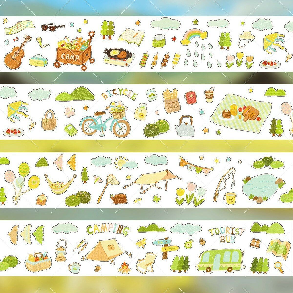 【Полный рулон】Волнообразные частицы, магазин, вырубная лента, конфеты, еда, путешествия, персонажи, соль, серия, легкие ретро-наклейки для дневника
