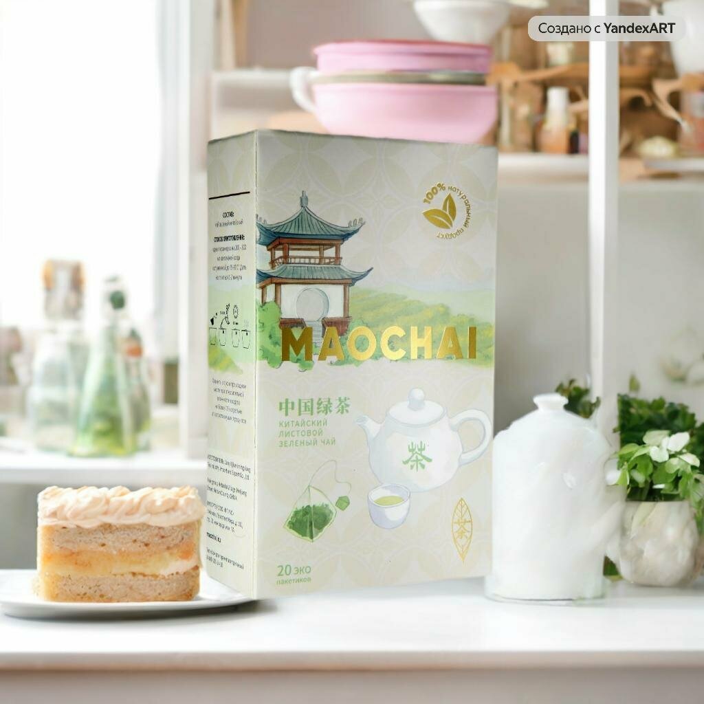 Зелёный китайский чай маочай в пирамидках (20 пирамидок)