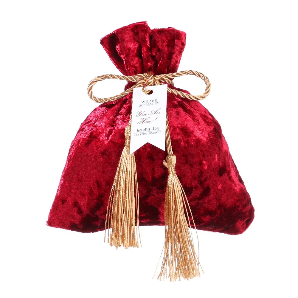 Бархатные сумочки для подарков Бордовый, wine red, M