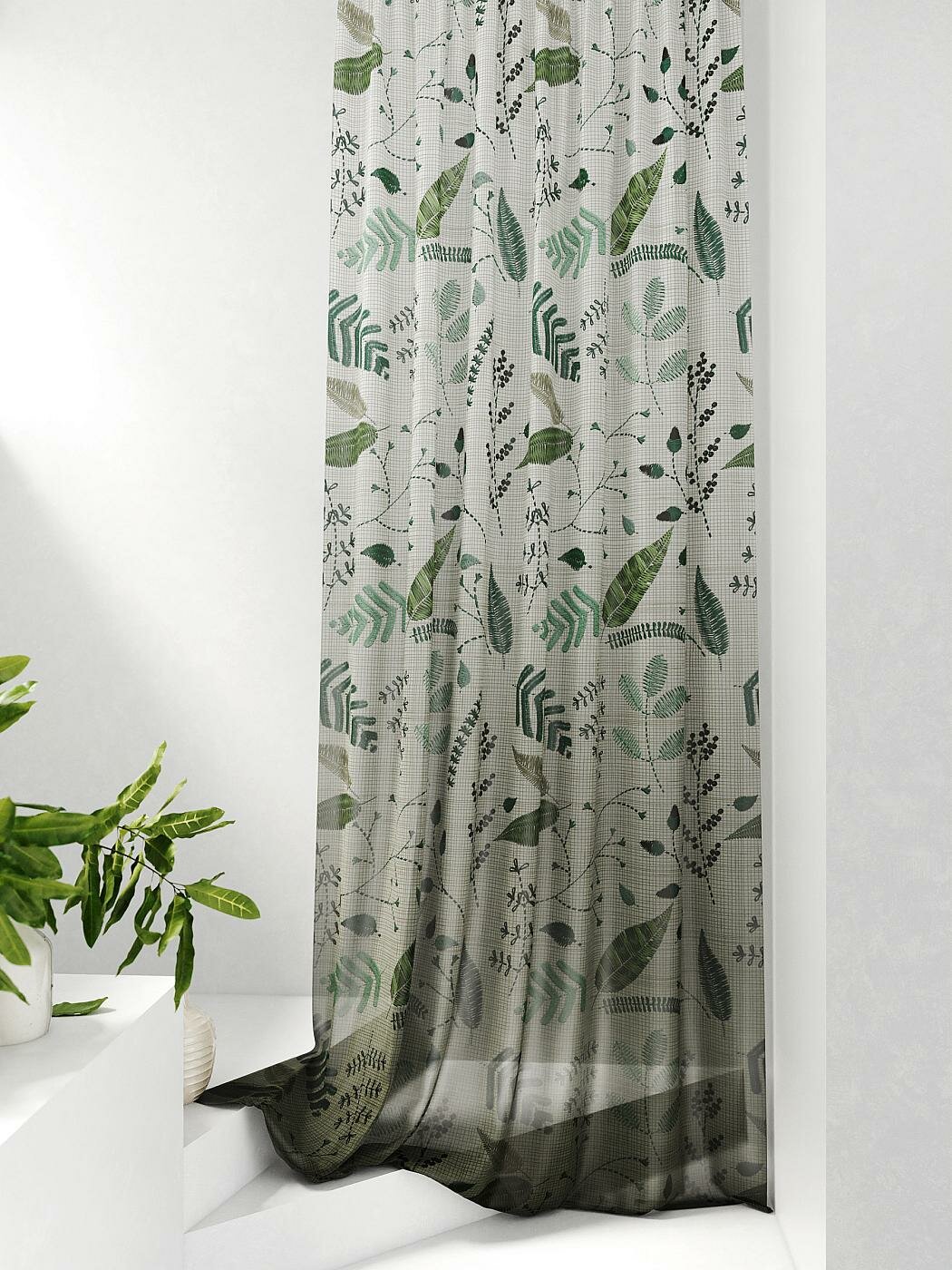 Штора для спальни и гостиной готовая 150x260 см с рисунком (589070-260)