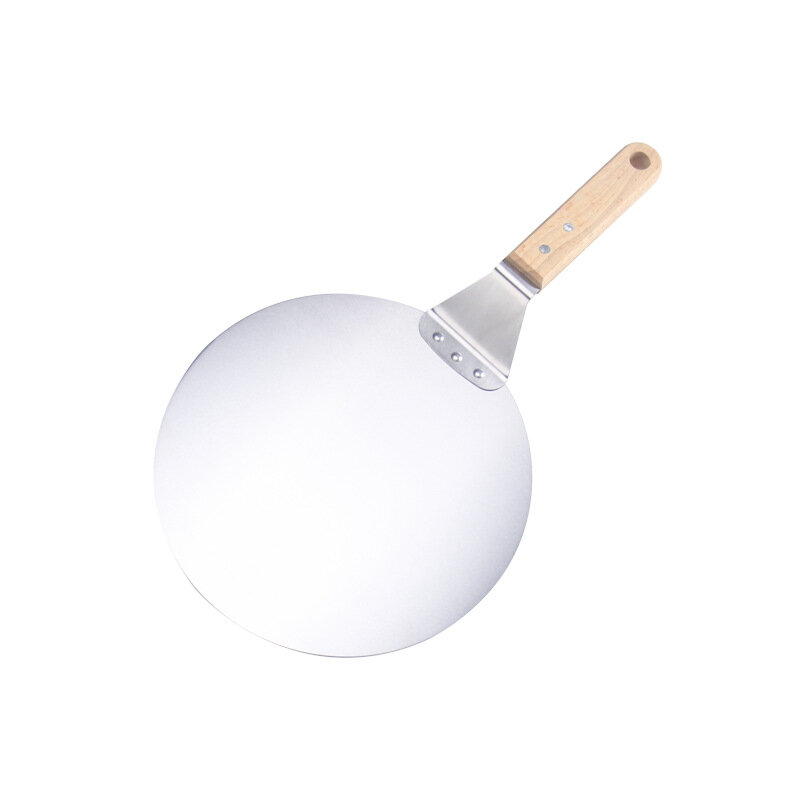 Лопатка для пиццы с деревянной ручкой, 10inch нержавеющая сталь, безопасная лопатка для переноски пиццы, деревянная ручка, 12inch круглая лопатка, большая круглая лопатка, инструмент для выпечки