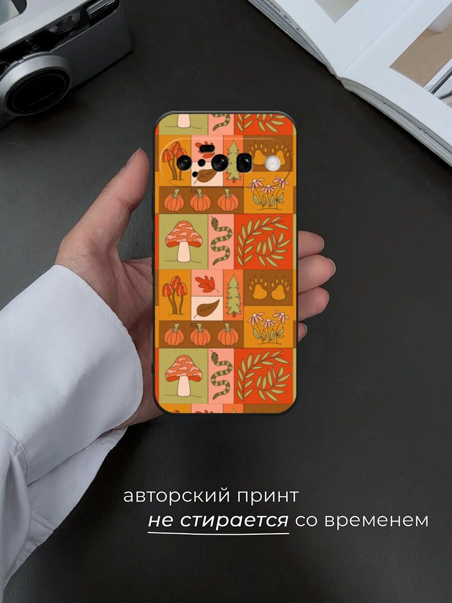 Черный матовый чехол на Google Pixel 10 / Гугл Пиксель 10 с принтом Осенний тетрис — фото 1