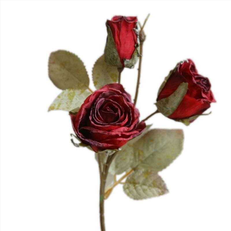 Искусственный цветок розы в винтажном стиле, красный