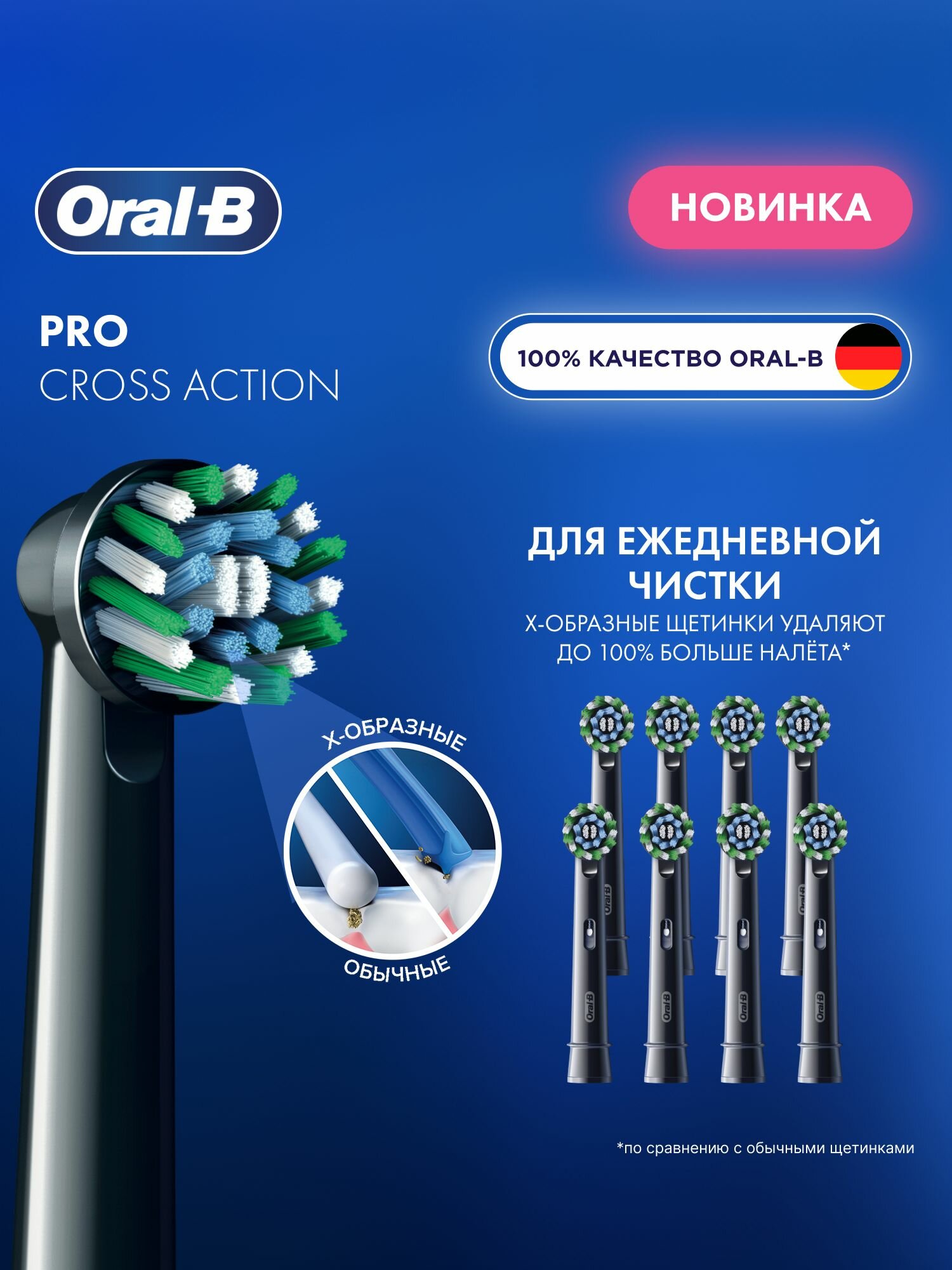 Насадки для электрической зубной щетки Oral-B Cross Action CleanMaximiser Black (8шт)