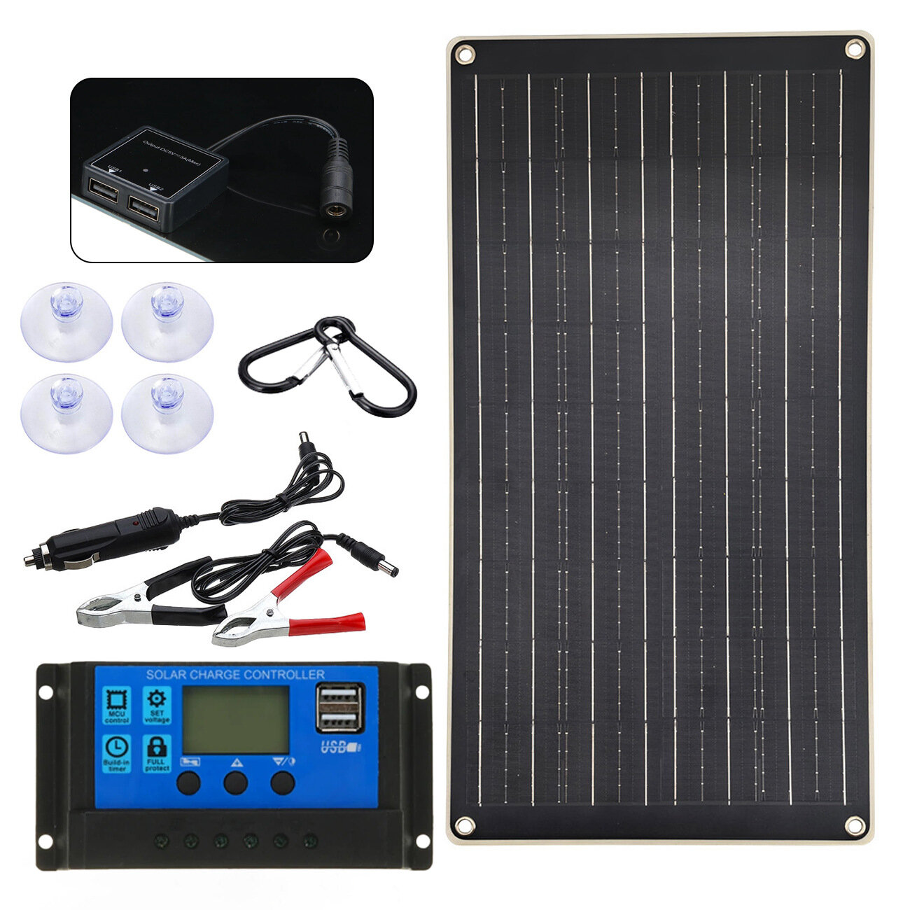 Трансграничная уличная солнечная панель 40W18V с двумя выходами USB и контроллером для зарядки мобильных телефонов, автомобилей и яхт