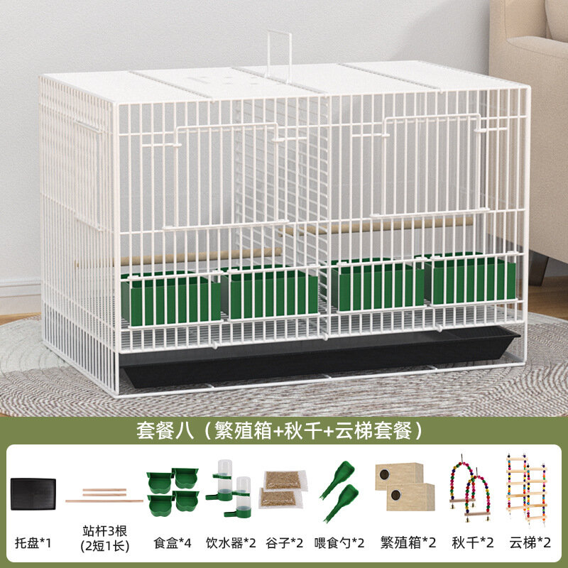 Большая клетка для птиц для домашнего использования, для попугаев, волнистых попугаев, корелл, неразлучников, с перегородкой, двойной ящик для разведения, птичье гнездо