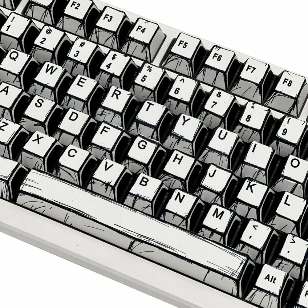 78 клавиш PBT кейкапы с трехмерным графическим изображением