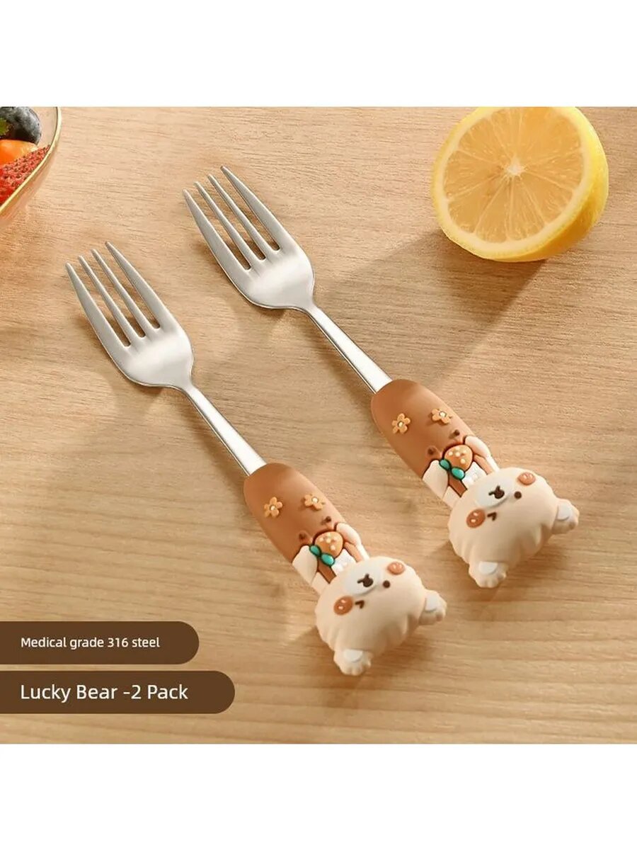 Детская вилка Pinpinpinu, Счастливый Мишка - 2, сталь 316