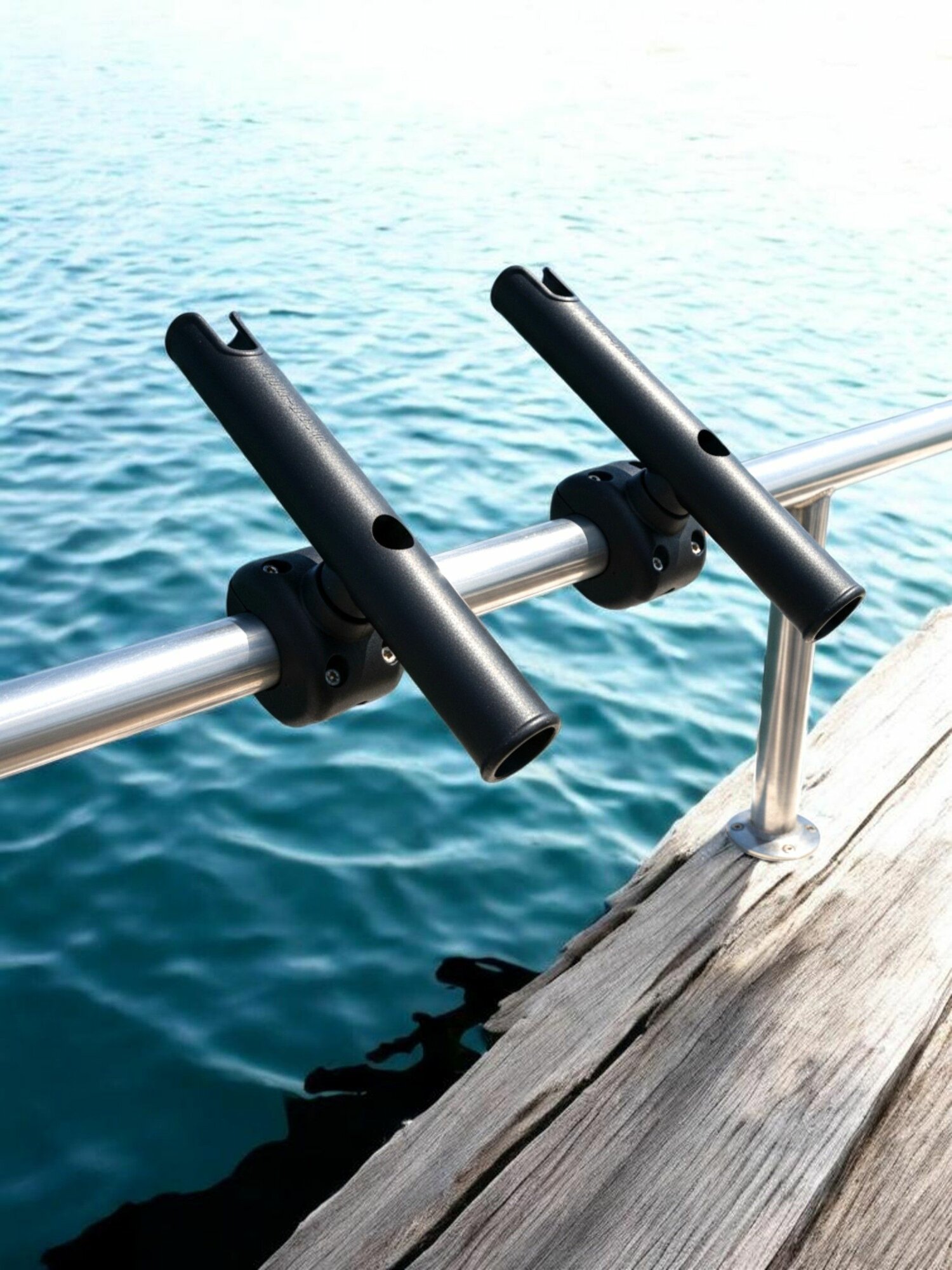 Держатель для удочки (удилища), подставка спиннинга в лодку ПВХ с поворотным узлом на транец, рейлинг (2 шт)