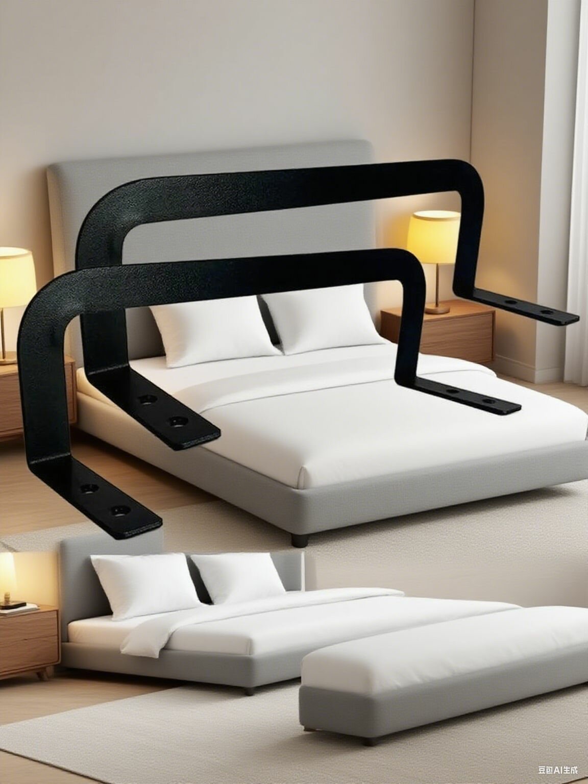 GEALFIS фиксатор матраса 2 шт, металлический стопор, предотвращает скольжение, для спальни/кроватей