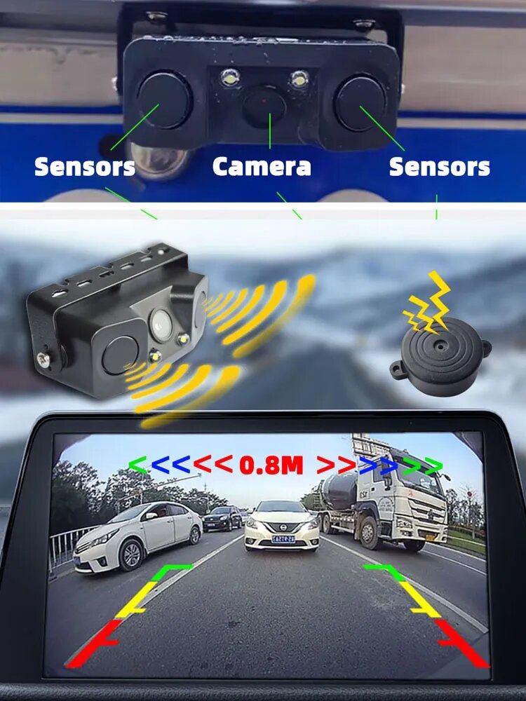 Парктроник датчики: 2 шт. Комбинированный парктроник с камерой и звуком