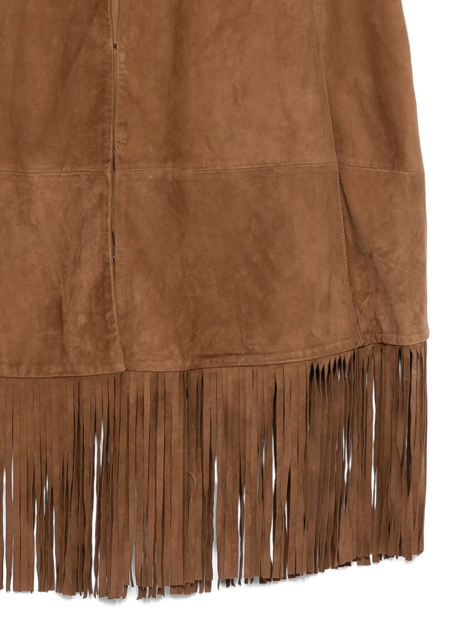 Пальто FEDERICA BASSI Fringed gilet, размер 42, brown — фото 1