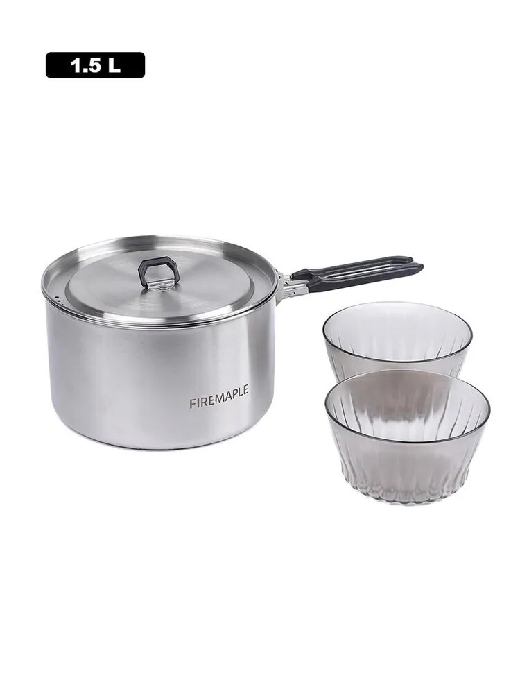 Fire Maple Кастрюля из нержавеющей стали 1,5 л + пластиковая миска 350 мл *2