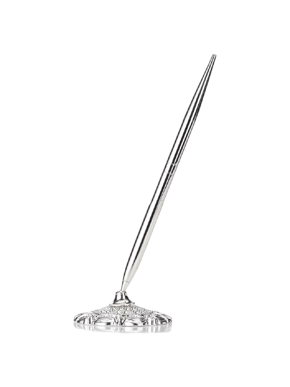 Ретро металлическая шариковая ручка с прикрепленной базовой подставкой Стол Офисный Счетчик Табличка для гостей на свадьбу Ручки для подписей Канцелярские принадлежности