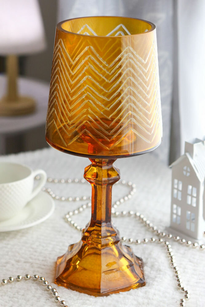 Подсвечник-бокал теруэл, стекло, оранжевый, 30 см, EDG 4400213A200