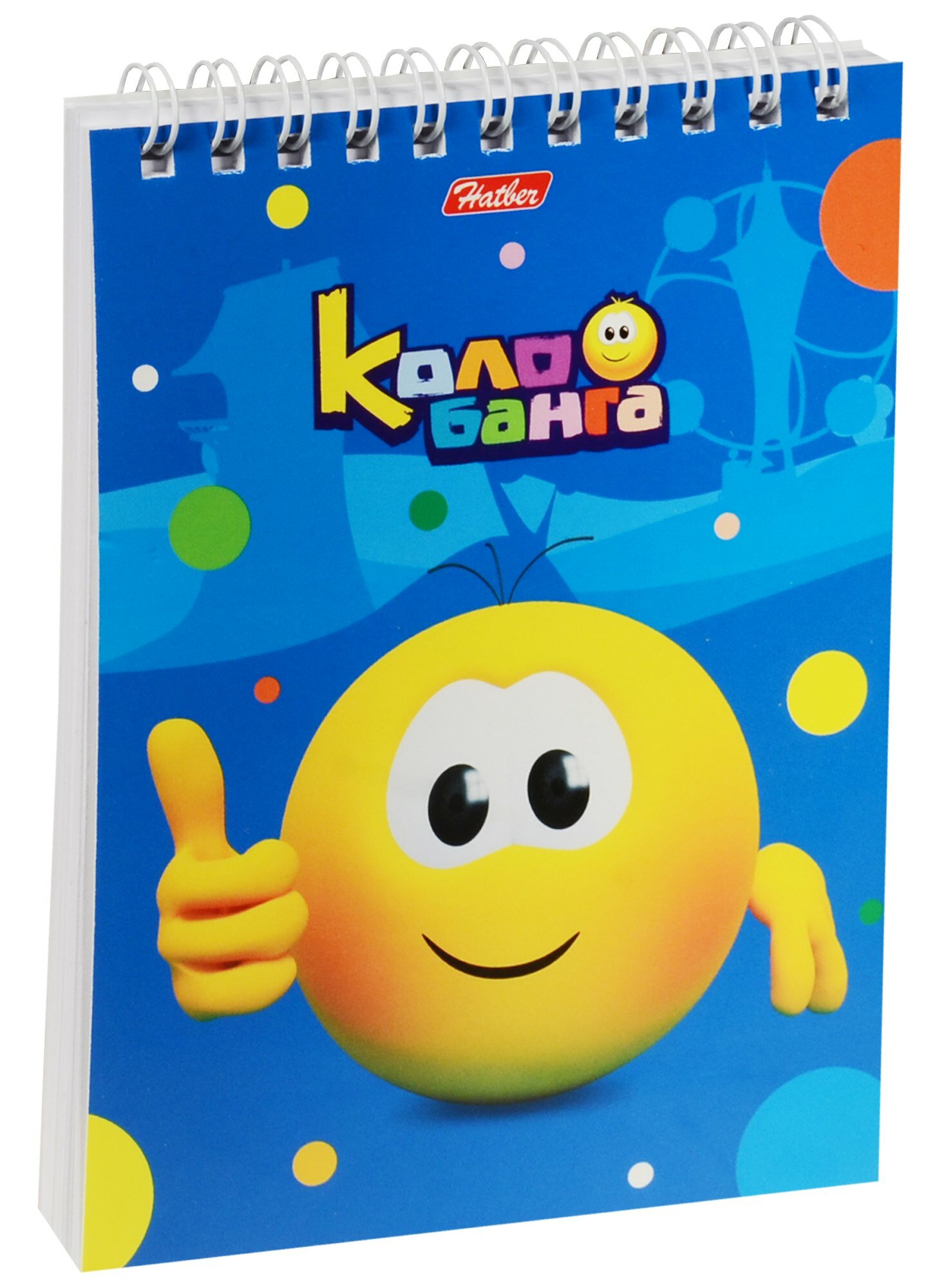 Блокнот А6 60л кл. "Веселые смайлики. Колобанга" карт. обл, спираль, ассорти, Hatber