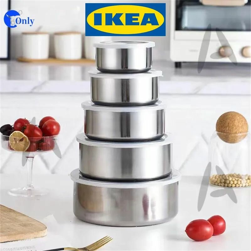 IKEA Салатник 230 мл, 400 мл, 600 мл, 1000 мл, 1200 мл 1 шт серебристый