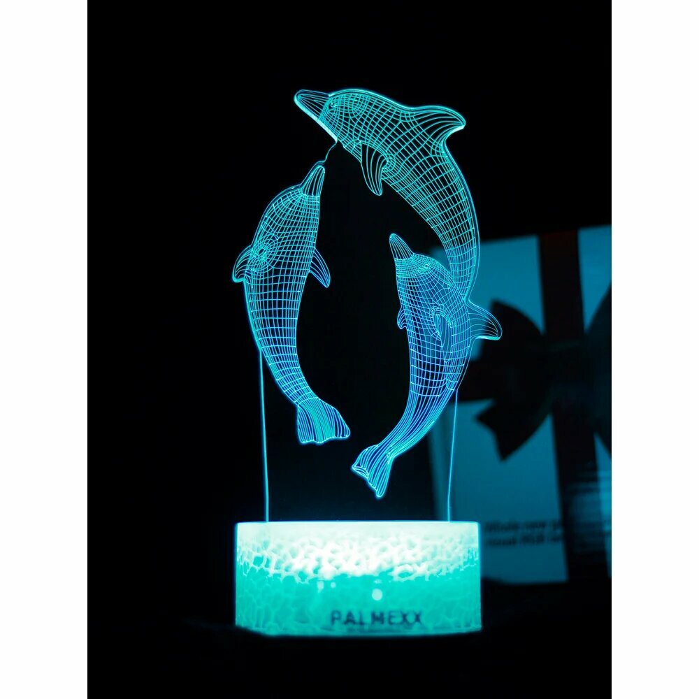Светодиодный ночник PALMEXX 3d светильник led rgb 7 цветов (дельфины) PX/LAMP-046