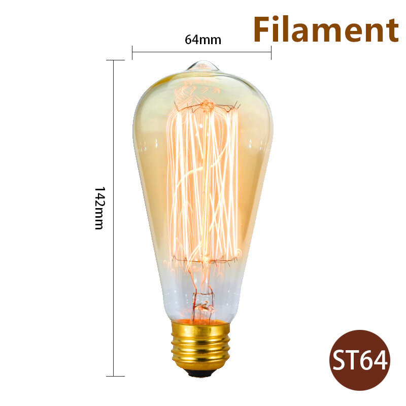 Винтажная лампа с вольфрамовым нитью, светодиодная лента с теплым светом, энергосберегающая антикварная лампа Эдисона, креативная декоративная лампа с шелковым нитью