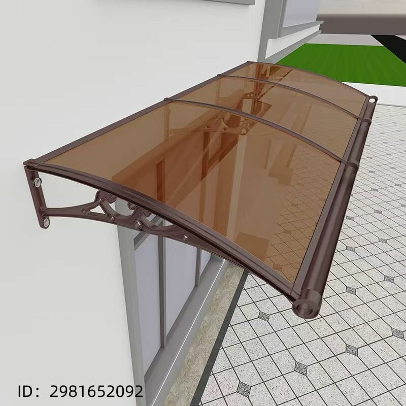 Навес для крыльца, 60*240 см, подходит для дверей/окон, черный кронштейн, коричневая поликарбонатная доска