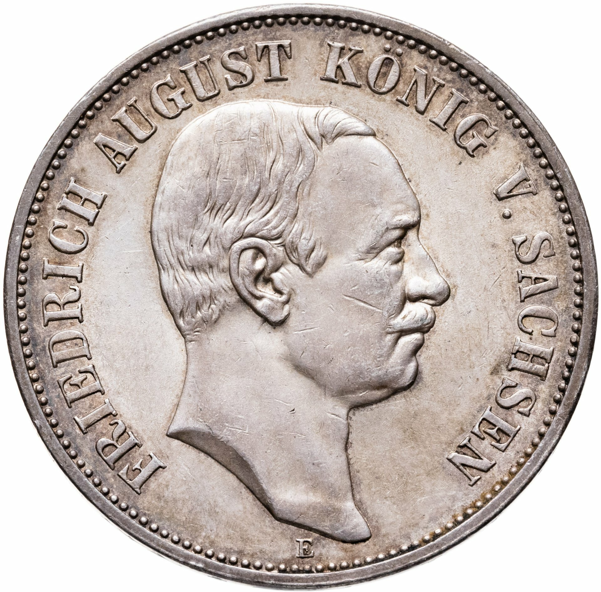 Германская империя, Саксония 5 марок mark 1914 E, Серебро 900, в сохранности AU