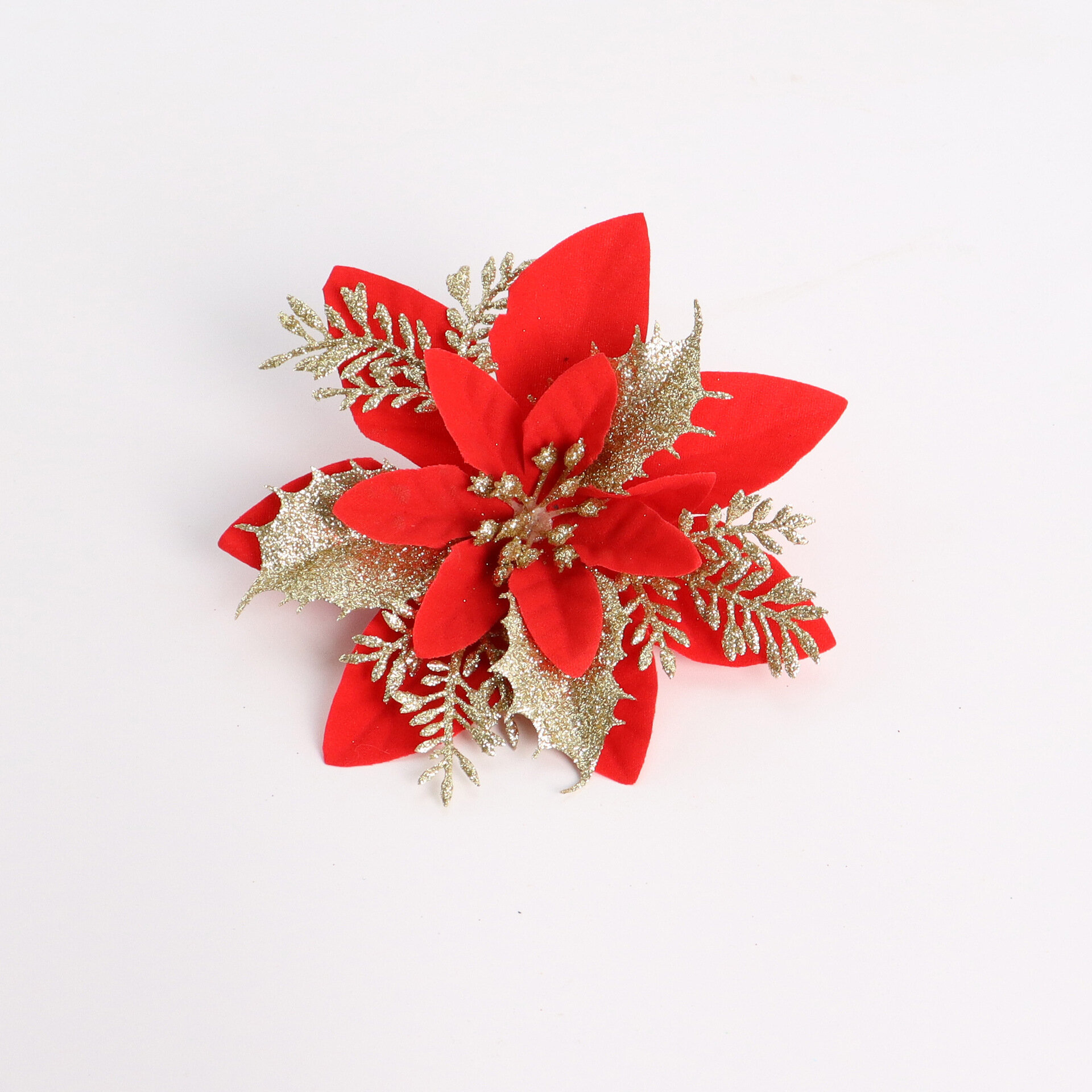 Кросс-бордерный декоративный цветок для рождественской елки из ткани с тремя слоями и золотистым порошком, рождественский аксессуар, золотой цветок, праздничный аксессуар