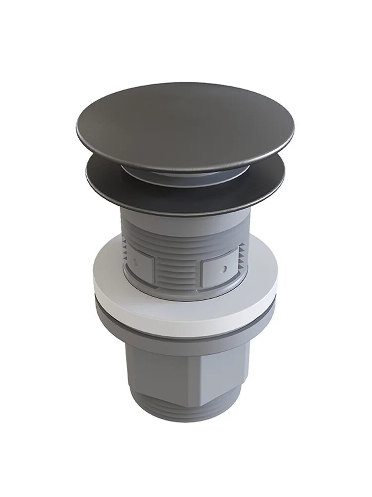 Донный клапан для раковины Aqueduto Ralo RAL0245 с переливом, вороненая сталь, матовый, с системой клик-клак, из нержавеющей стали, сливной клапан для раковины, универсальный