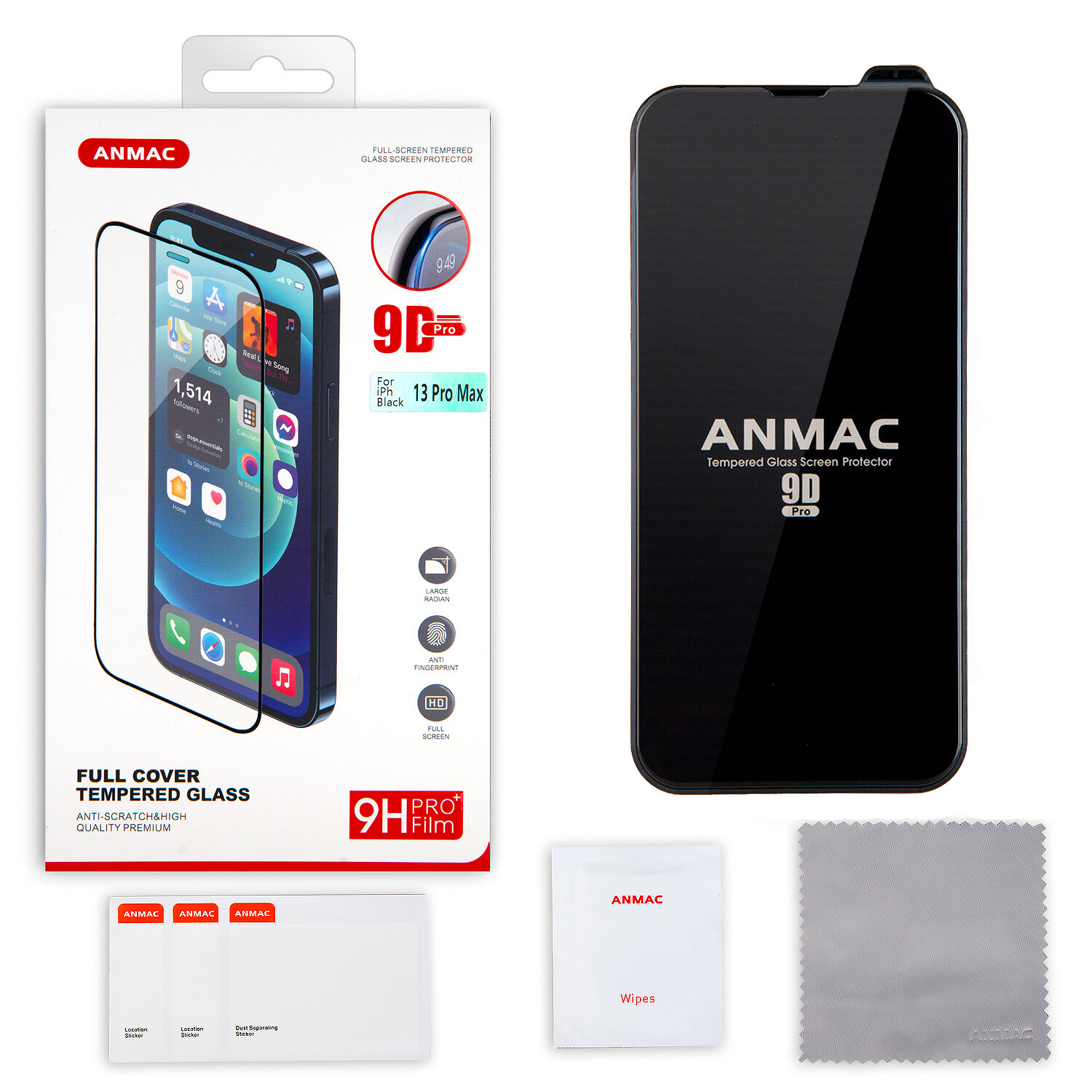Защитное стекло iPh 13 Pro Max 9D ANMAC Арт. 1137340