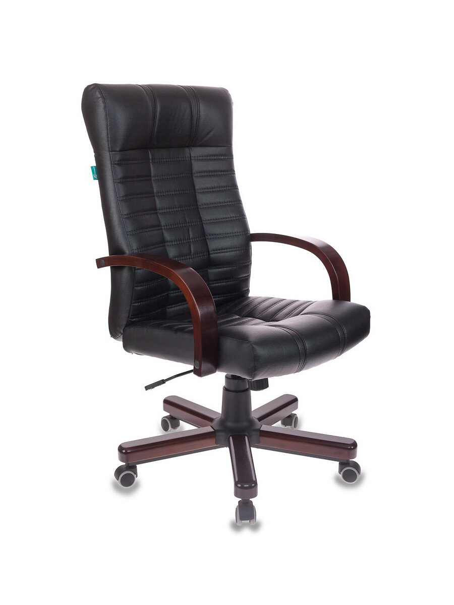 Кресло руководителя Бюрократ KB-10WALNUT, обивка: эко. кожа, цвет: черный (KB-10/WALNUT)