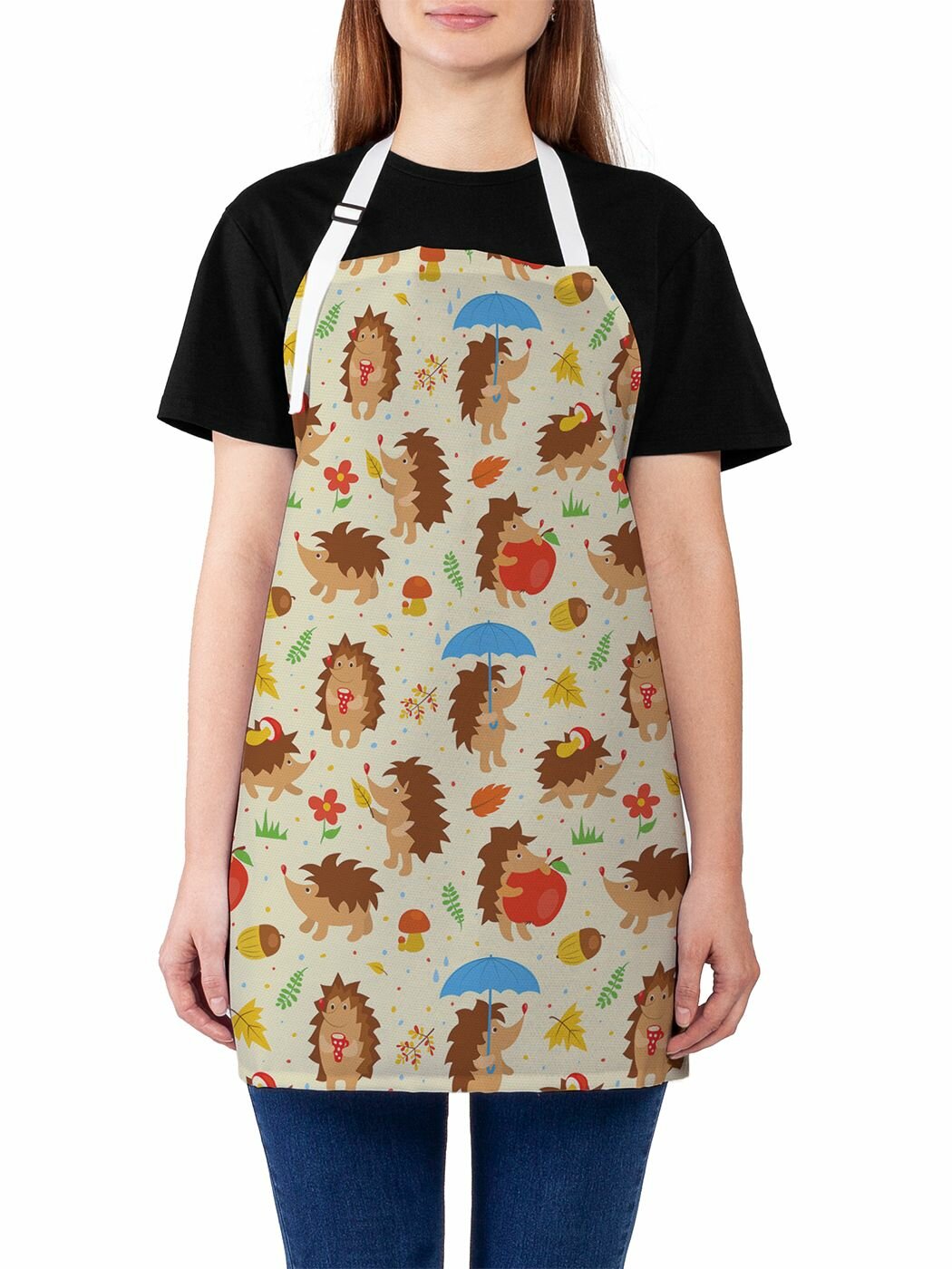 Фартук кухонный тканевый "Осенний ежик" 65х65х28 см, JoyArty