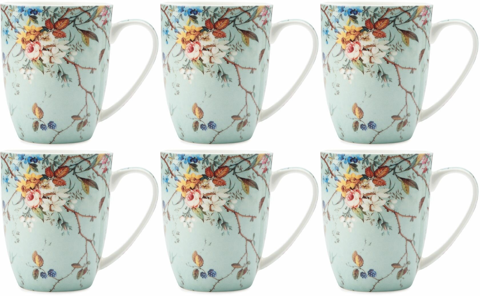 Набор из 6 кружек Maxwell & Williams Уильям Килбурн 400 мл, костяной фарфор, чашки для чая и кофе 6 шт