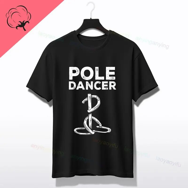 Футболка Laoyaoyifu "Сдержите местную танцовщицу на шесте", черная, хлопок Черный, L, 22037HH