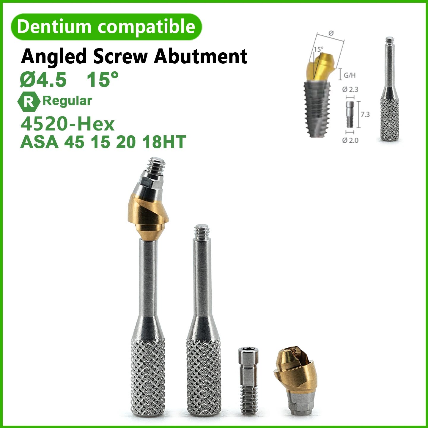 Угловой абатмент Dentium Titanium 15° 30° ASA 45 15 20 18HT