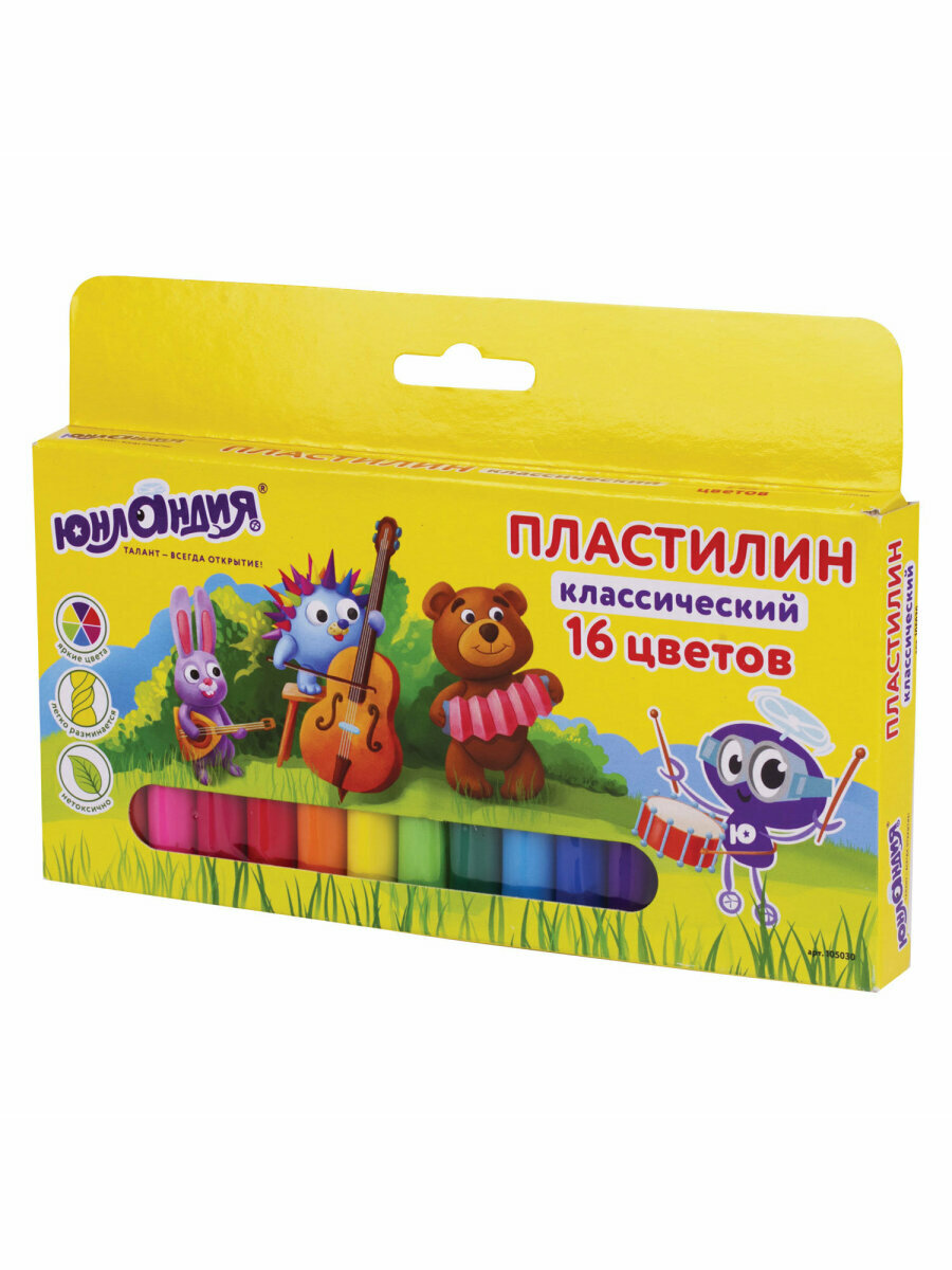 Пластилин классический Юнландия Юнландик-Музыкант, 16 цветов, 320 г