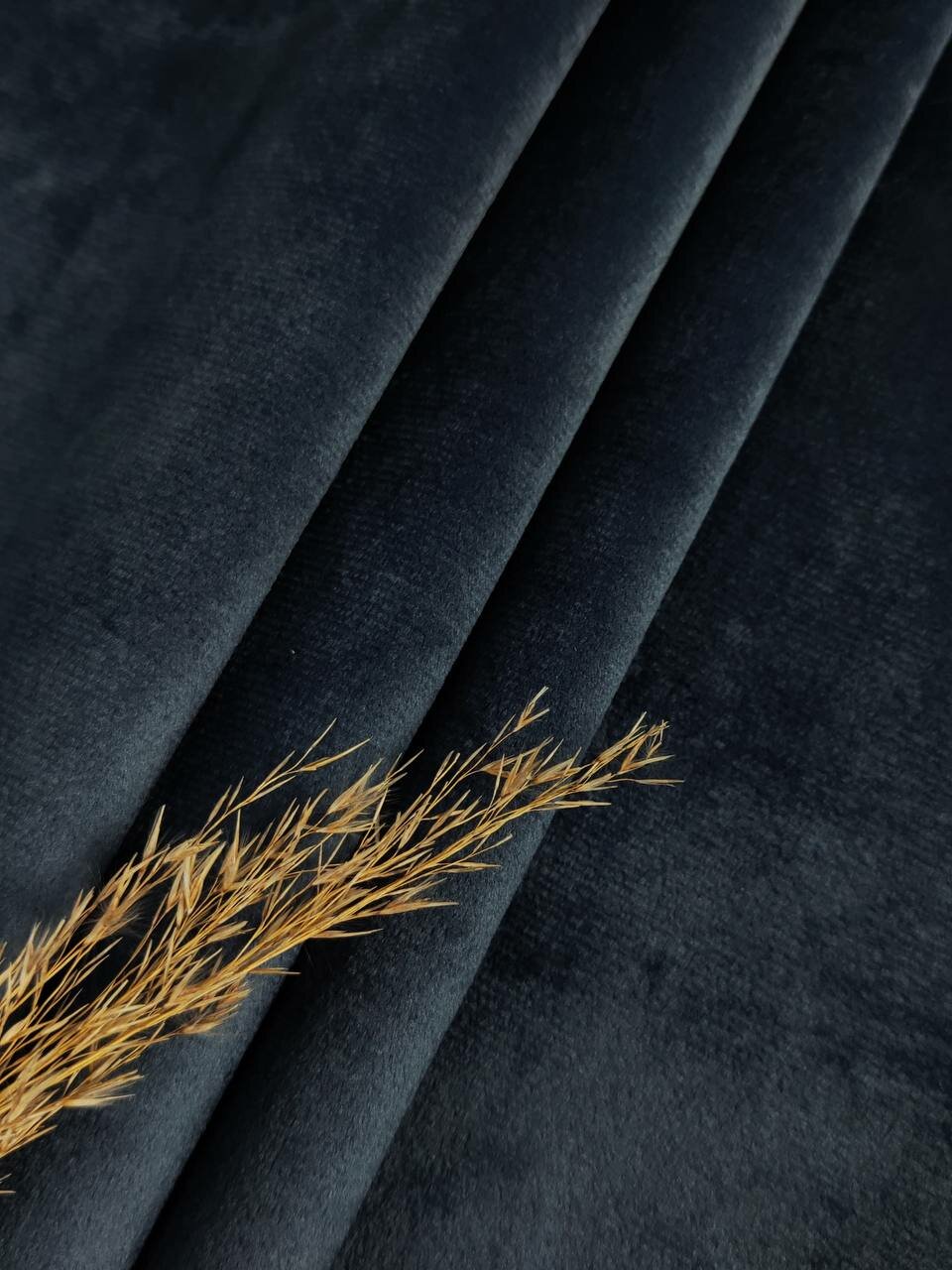 Ткань для пошива штор "Бархат велюр" на отрез от 1 м, цвет темно-синий, производитель Турция