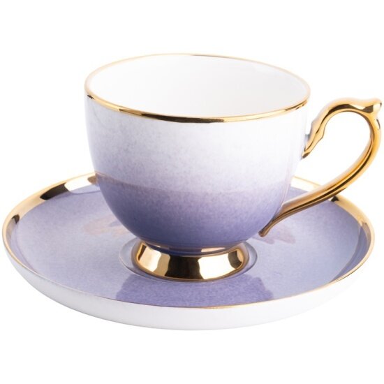 Чайный сервиз фарфоровый Dlk 12 предметов (6 персон), арт. 0200-BLUE/GD-12.